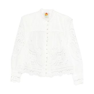 Farm Rio Farm Rio, Femme, Blouses et Chemises, Blanc, Taille: 42 FR Blouse Richilieu