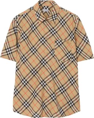 Burberry Homme, Chemises, Beige, Taille: 2XL Chemise en lin &agrave; carreaux coupe d&eacute;contract&eacute;e