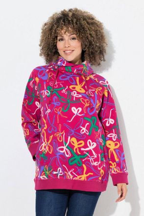 Ulla Popken Sweatshirt Sweatshirt Scribble-Muster Stehkragen Langarm