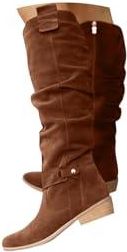 Generic Bottes hautes molles à bout pointu confortables et tendance automne hiver bottes longues pour femme mode et confortable bottes de marche, Marron, 38.5