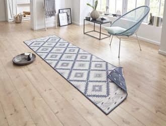 Hanse Home NORTHRUGS In- und Outdoor Teppich Malibu 80x250cm - Wendeteppich Wetterfest Modern Geometrisches Muster L&auml;ufer f&uuml;r Balkon Terrasse Garten Wintergarten