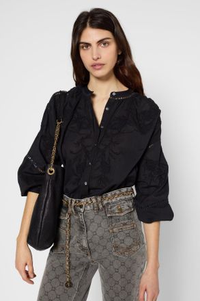 Gerard Darel Chemise brod&eacute;e en voile de coton - UCILLE - Noir