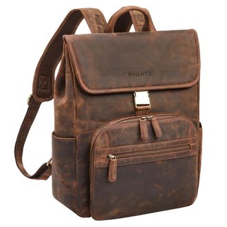 STILORD Santino Vintage Leder Rucksack Gro&szlig; - Daypack Cityrucksack Echt Leder Arbeitsrucksack B&uuml;rorucksack mit Laptopfach 15.6-16 Zoll Reiserucksack Damen & H