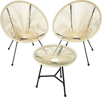 TecTake Ensemble table et chaises de jardin Santana - beige