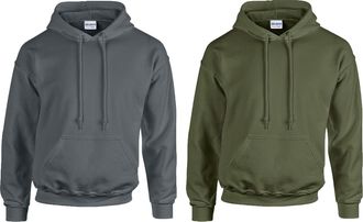 Gildan Herren Kapuzenpullover Adult 50/50. Hooded Sweat/18500, Einfarbig (XXL, 1x Anthrazit + 1x Military + 1x HL Kauf Notizblock)