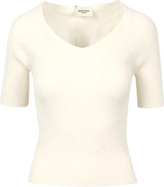 Max Mara V-Ausschnitt Strick - - Knitwear - Damen - Wei&szlig; - L