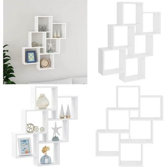 vidaXL Vidaxl - tag&egrave;re murale cube Blanc 78x15x93 cm Bois ding&eacute;nierie - &Eacute;tag&egrave;re Murale - &Eacute;tag&egrave;re Cube - Rangement Mural - D&eacute;coration Murale - Meuble Blanc