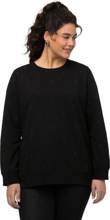 Ulla Popken Damen Perlen Sweatshirt, schwarz, 42-44