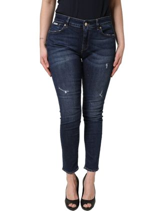 Dolce & Gabbana Womens Blue Distressed Skinny Cotton Denim Jeans Elastane Clothing