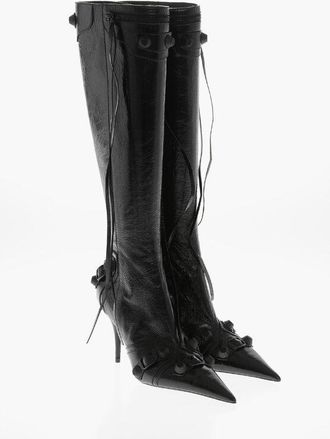 Balenciaga Hammered Patent Leather Boots CAGOLE with Studs 9cm size 38