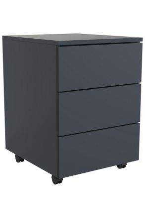 MID.YOU Mid.you Rollcontainer, Anthrazit, Holzwerkstoff, 3 Schubladen, 39x55x45 cm, erweiterbar, griffloses Öffnen, Arbeitszimmer, Container, Rollcontainer