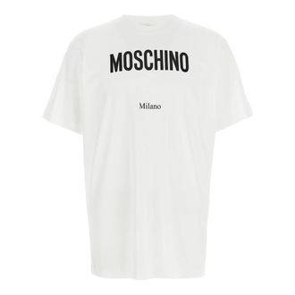 Moschino Logo Print Rundhals-T-Shirt - - Tops - Herren - Wei&szlig; - M