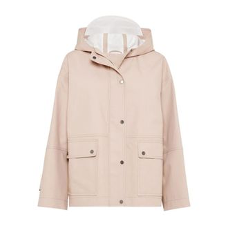 Brunello Cucinelli Rosa Baumwoll-Regenjacke mit Kapuze - - Jackets - Damen - Rosa - M