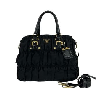 Prada Pre-owned Sac Nylon Cuir 2way - Femme - Pre-owned - Noir - Taille: ONE Size