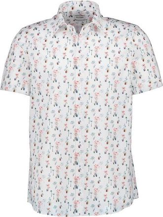 Olymp Herren Kurzarmhemd weiß geblümt