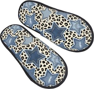 Generic Respirant Pantoufles Femmes Denim Star Leopard Print Chausson Maison L&eacute;g&egrave;re Chaussons pour Homme pour Int&eacute;rieur Maison Hiver M