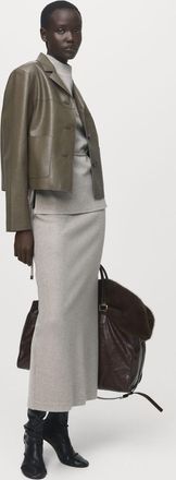 Mango Veste cuir synthétique poches olive - Femme - XXS - MANGO