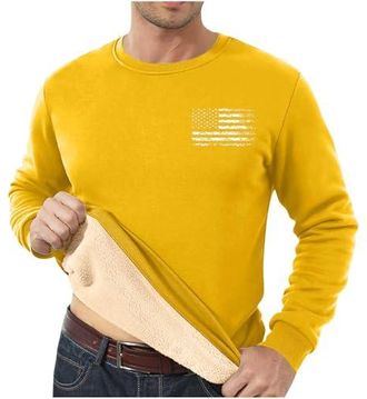 Generic Sweat-shirt moelleux pour homme - Printemps et automne hiver - Imprimé 2D - Drapeau national rétro - Mode - Velours épais - Col rond - Sans capuche - 