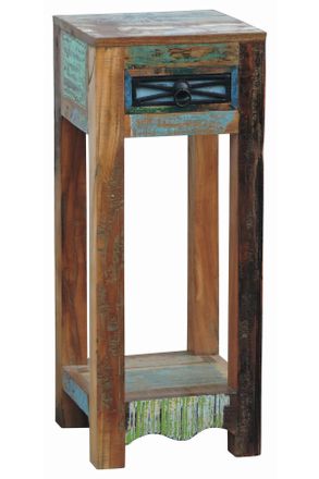 Landscape Beistelltisch, Mehrfarbig, Holz, Altholz, 1 Schubladen, quadratisch, eckig, 30x75x30 cm, ISO 9001, Wohnzimmer, Wohnzimmertische, Beistelltische