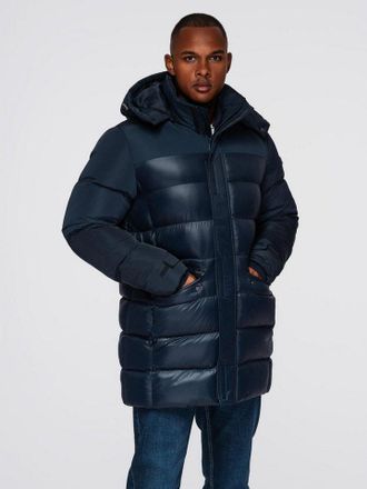 Ombre Winterjacke Gesteppte Herrenjacke aus Materialmix mit Kapuze