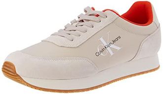 Calvin Klein Homme Retro Runner Su-NY Mono Baskets, Coquille D Uf Travertin Blanc Cr&egrave;me, 44 EU