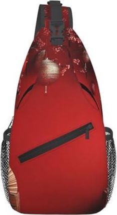 Generic Sac &agrave; dos &agrave; bandouli&egrave;re pour homme Motif fleurs de cerisier et lanternes