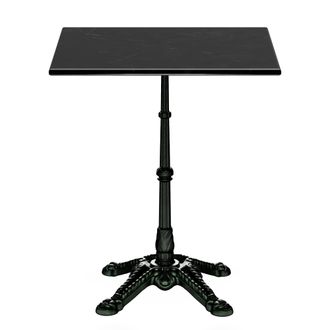 Blumfeldt Bistrotisch - 60x60 cm Marmortischplatte, Wetterfest, Gusseisenfu&szlig;, Jugendstil-Design, Outdoor & Indoor, Stabiler Stand