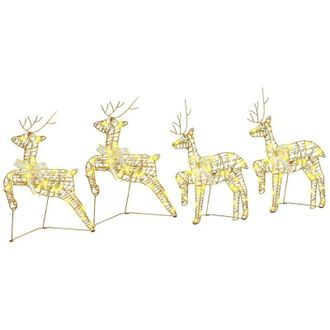 vidaXL LED Rentiere mit 80 LEDs 4 pcs Gold Haustier vidaXL