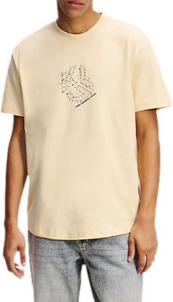 Karl Lagerfeld Homme, T-Shibori À Manches Courtes Et Ourlet Incurvé, Coupe Régulière, Frêne De Bois, L