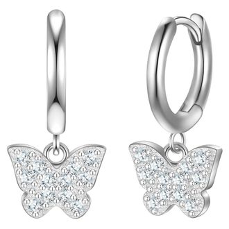 Glanzst&uuml;cke M&uuml;nchen Ohrringe - Sterling Silber Creolen Zirkonia Schmetterling - Gr. unisize - in Silber - f&uuml;r Damen