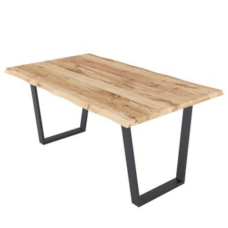 Ars Natura home24 Esstisch Alessia 160cm Baumkante Braun Trapezf&ouml;rmig Schwarz