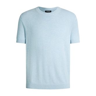 Strellson Gestricktes T-Shirt mit leichter Rippstruktur - - Tops - Herren - Blau - XL