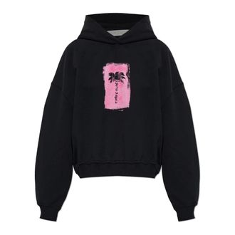 Palm Angels Baumwoll-Sweatshirt mit Print - - Sweatshirts & Hoodies - Damen - Schwarzk - M