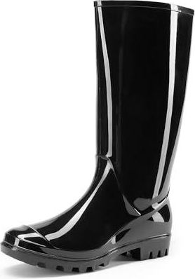 Dream Pairs Bottes de Pluie pour Femmes Imperméables sans Couture Bottines au Genou Antidérapante et Pratique,Size 39,Noir,DWEMRB2502