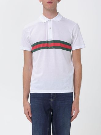 Gucci Kurz&auml;rmeliges Poloshirt aus Baumwolle mit Web-Kragen-Detail