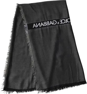 Dolce & Gabbana Black Modal Warmer Shawl Fringes 140cm X 134cm Men Scarf And White Silk Wool