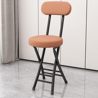 Generic Tragbarer, klappbarer Lederhocker mit R&uuml;cken- und Fu&szlig;st&uuml;tze - gepolsterter Barstuhl -, leicht, ideal f&uuml;r Outdoor-Aktivit&auml;ten, Camping und Zuhause