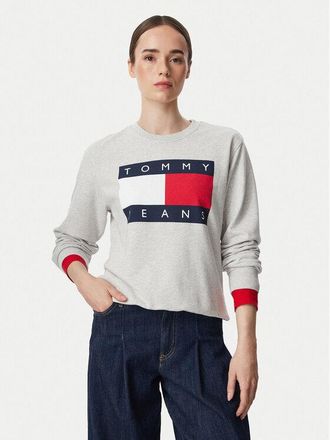 Tommy Jeans Sweatshirt Flag DW0DW23906 Hellgrau Regular Fit
