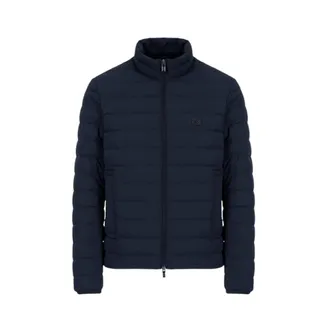 Emporio Armani Homme, Vestes, Bleu, Taille: M Veste en Nylon Bleu avec Patch Aigle