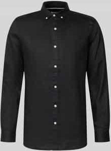 Scotch & Soda Regular Fit Leinenhemd mit Button-Down-Kragen