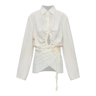 Maison Margiela Draped Front Shirt - - Blouses & Shirts - Damen - Beige - S