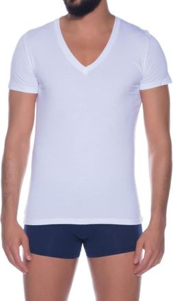 HOM Herren, T-Shirt V-Ausschnitt Supreme Cotton, Weiß, XL