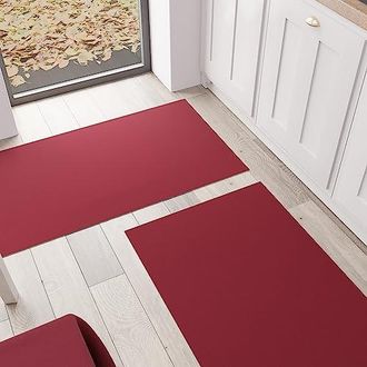 Petti Artigiani Italiani K&uuml;chenteppich, L&auml;ufer, K&uuml;chenteppich, waschbar, rutschfest, Teppichl&auml;ufer, K&uuml;chenteppich, einfarbig, 52 x 240 cm, Bordeaux, 100% Made in Italy