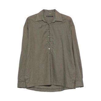 Daniele Alessandrini 33 Camicia Lino C/italiano 5 Bottoni - - Shirts - Herren - Gr&uuml;n - XL