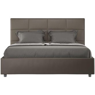 Les Tendances Lit capitonné simili cuir Mira-Couleur Capuccino-140x200