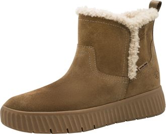 Tamaris Comfort Damen STEP IN Stiefelette aus Leder Gef&uuml;ttert, Beige (Cappuccino), 42 EU