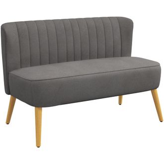 HOMCOM 2-Sitzer Stoffsofa Polstersofa Doppelsofa Sitzm&ouml;bel Loungesofa Holz Samtartiges Polyster Schaumstoff Dunkelgrau 117 x 56,5 x 77 cm - Homcom