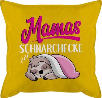 Shirtracer Kissen 50x50 - Mama - Mamas Schnarchecke mit Faultier - wei&szlig; - 50 x 50 cm - Gelb - ostergeschenke f&uuml;r m&uuml;tter mutter geschenk mom schnarch motivkissen 