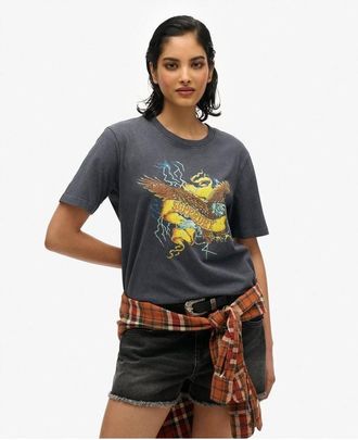 Superdry T-shirt Rock Graphique D&eacute;contract&eacute; pour Motard