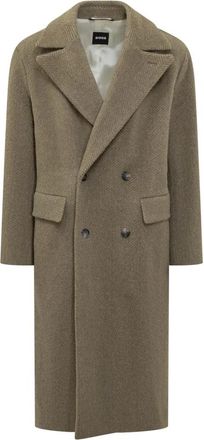 HUGO BOSS Homme, Manteaux, Brun, Taille: XL Manteau crois&eacute; en m&eacute;lange dalpaga